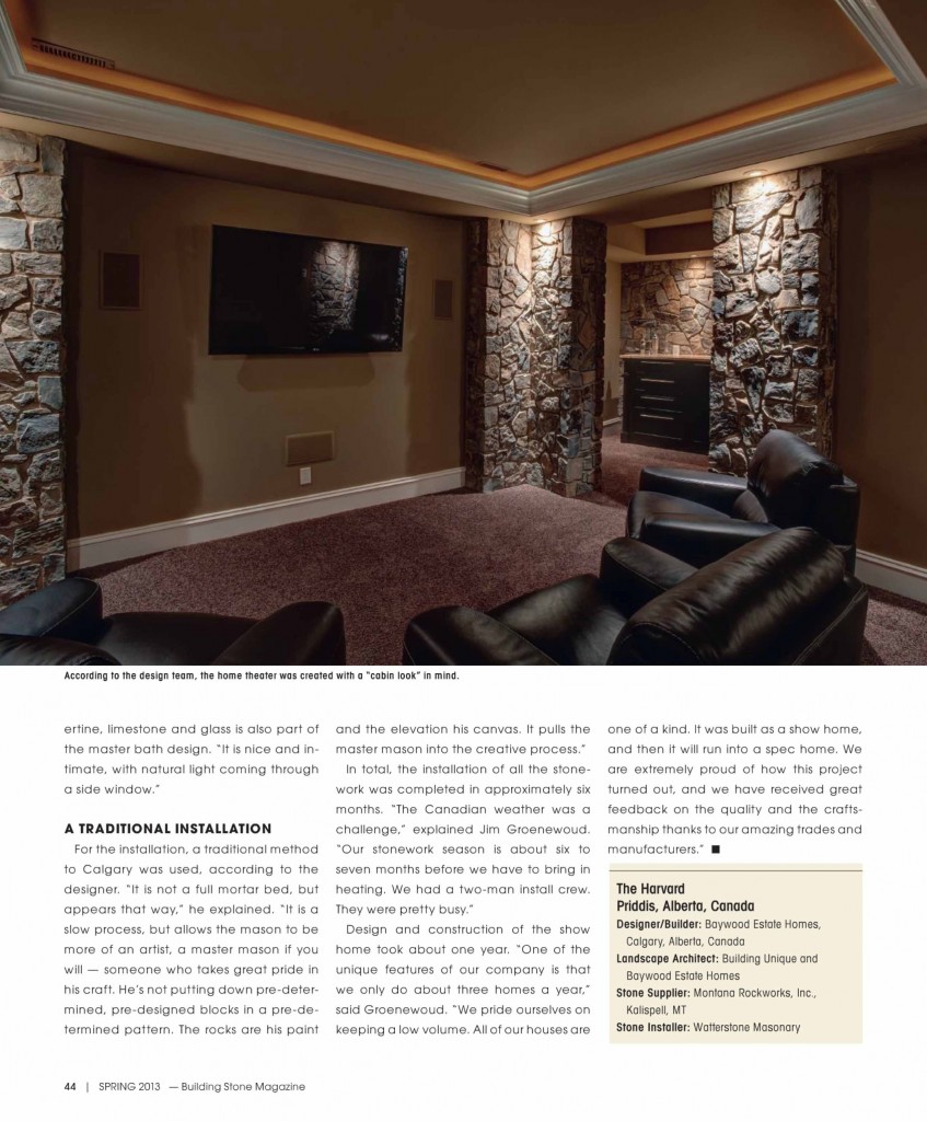 In the Press: Building Stone Mag Spring 2013 - Montana Rockworks